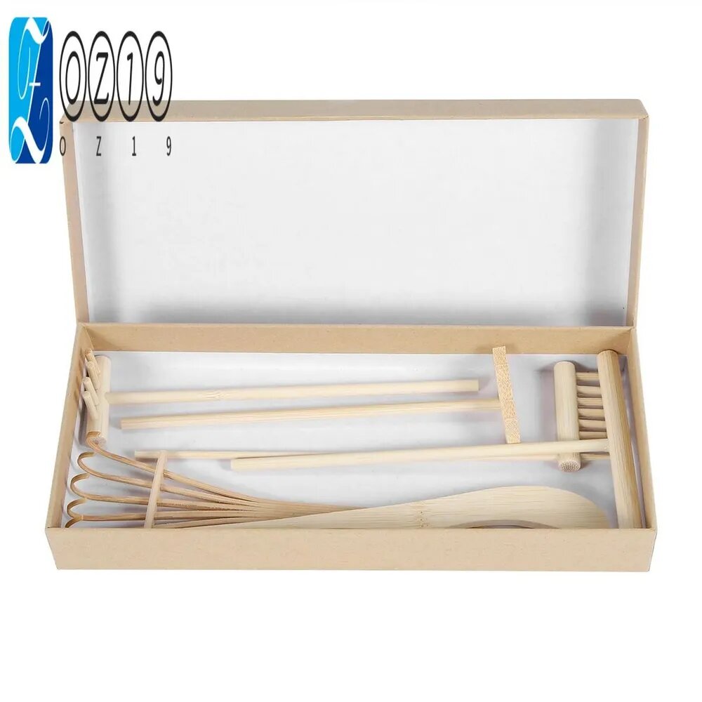 (R Q W T) Мини-японский набор инструментов из бамбука совместим с садовых граблей, деревянная песочница, игрушек песочной терапии духовной медитации мира