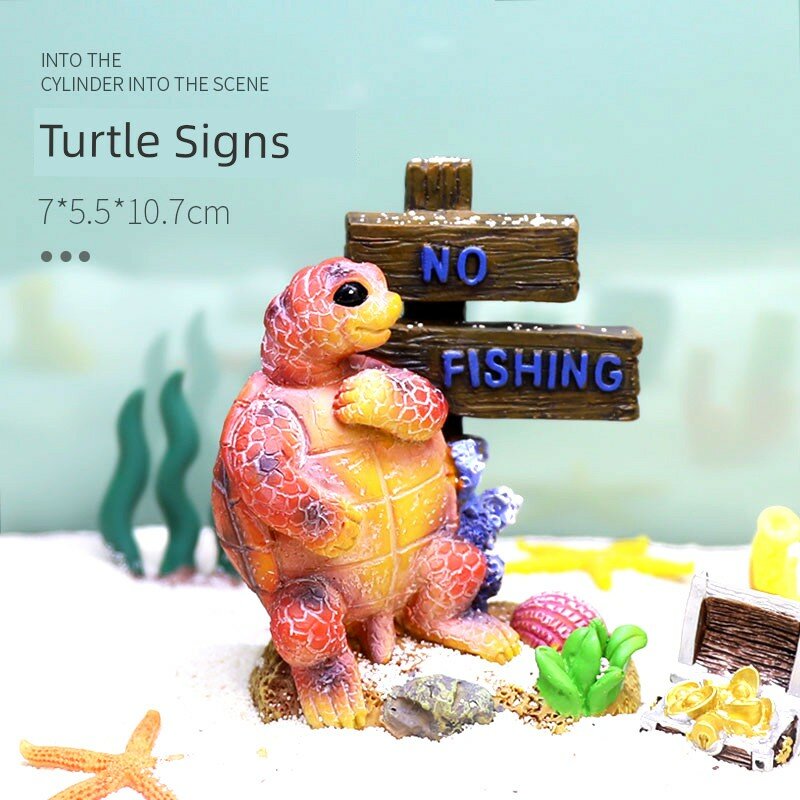 Декор для аквариума: имитация коралла, укрытие для рыб и креветок, знак-указатель (имитация коралла) знак черепахи