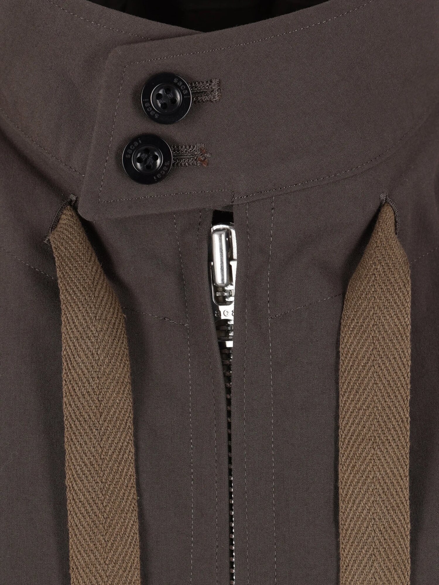 Куртка Sacai Full-zip drawstring jacket, размер 52, brown — фото 1