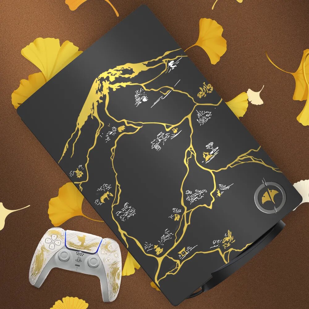 Лицевые панели для PS5 Fat Digital Edition Защитная накладка с защитой от царапин и пыли (Ghost of Ytei)_PS5 Fat Digital Черное золото