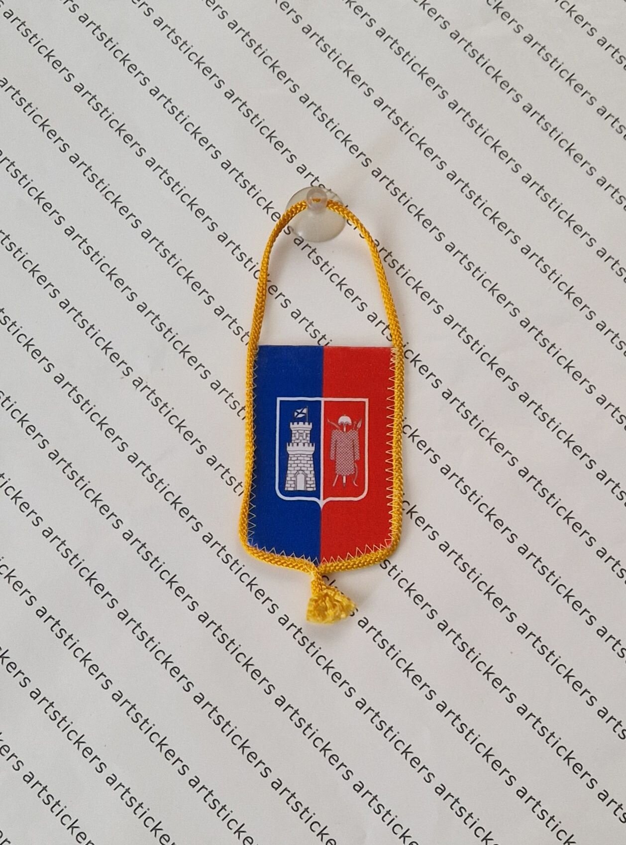 Вымпел Ростов-на-Дону Герб, размер 8х12см, двусторонний на присоске, ткань, аксессуар для авто