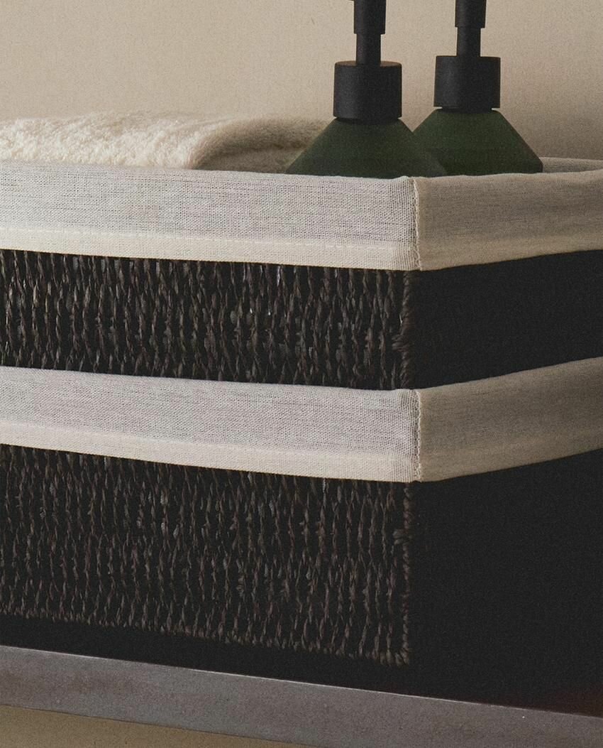 Прямоугольная Корзина ZARA HOME 4578/049/700 - 1 шт, с тканевой подкладкой, 36 x 13 x 27 см, цвет темно-коричневый