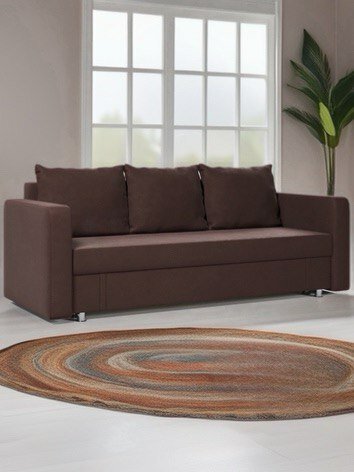 Диван-кровать "Каприз", Еврокнижка, тёмно-коричневый велюр, 224 х 80 х 95 см