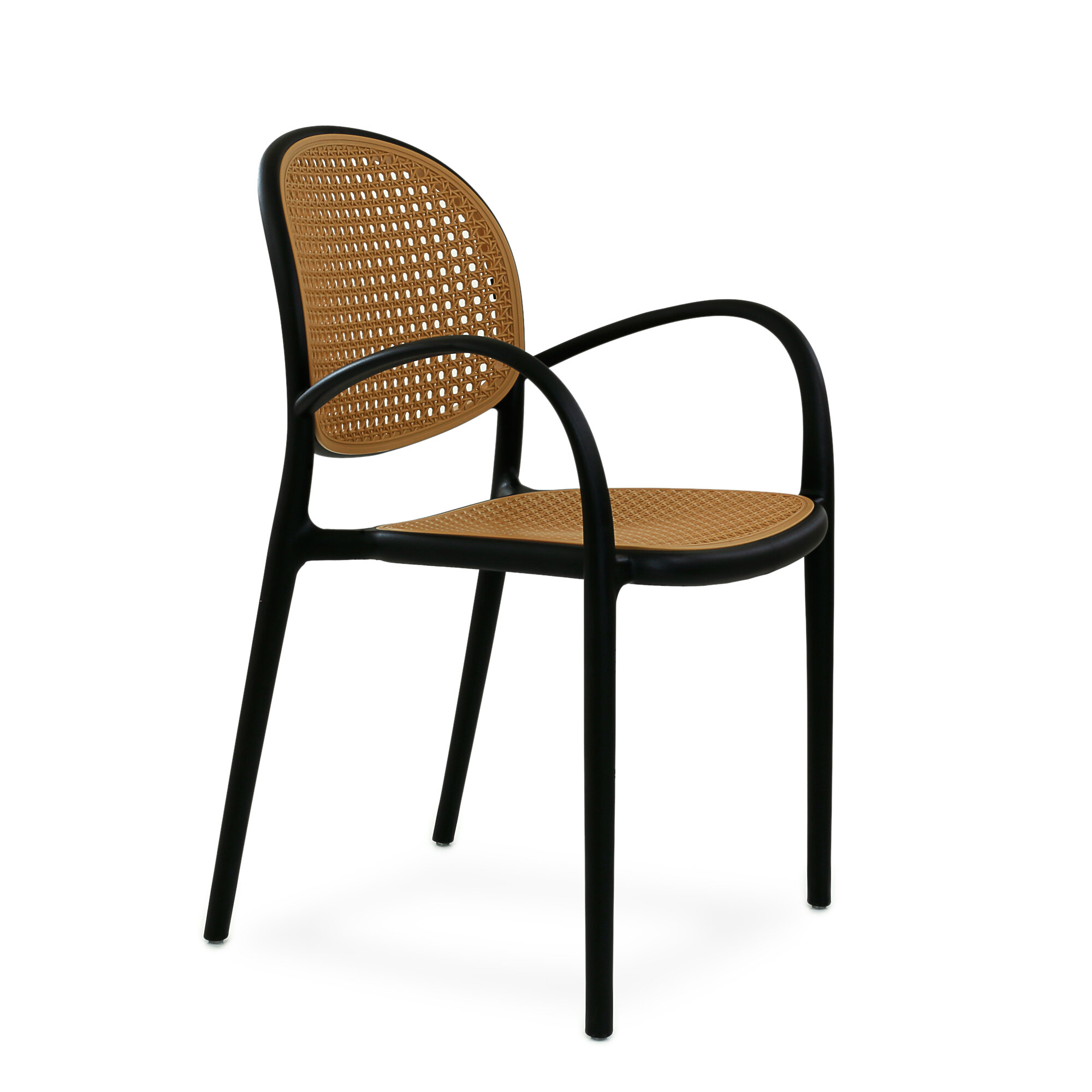 Кресло N-70 Barneo бежевый, черный, пластик, твердое сиденье, с подлокотниками