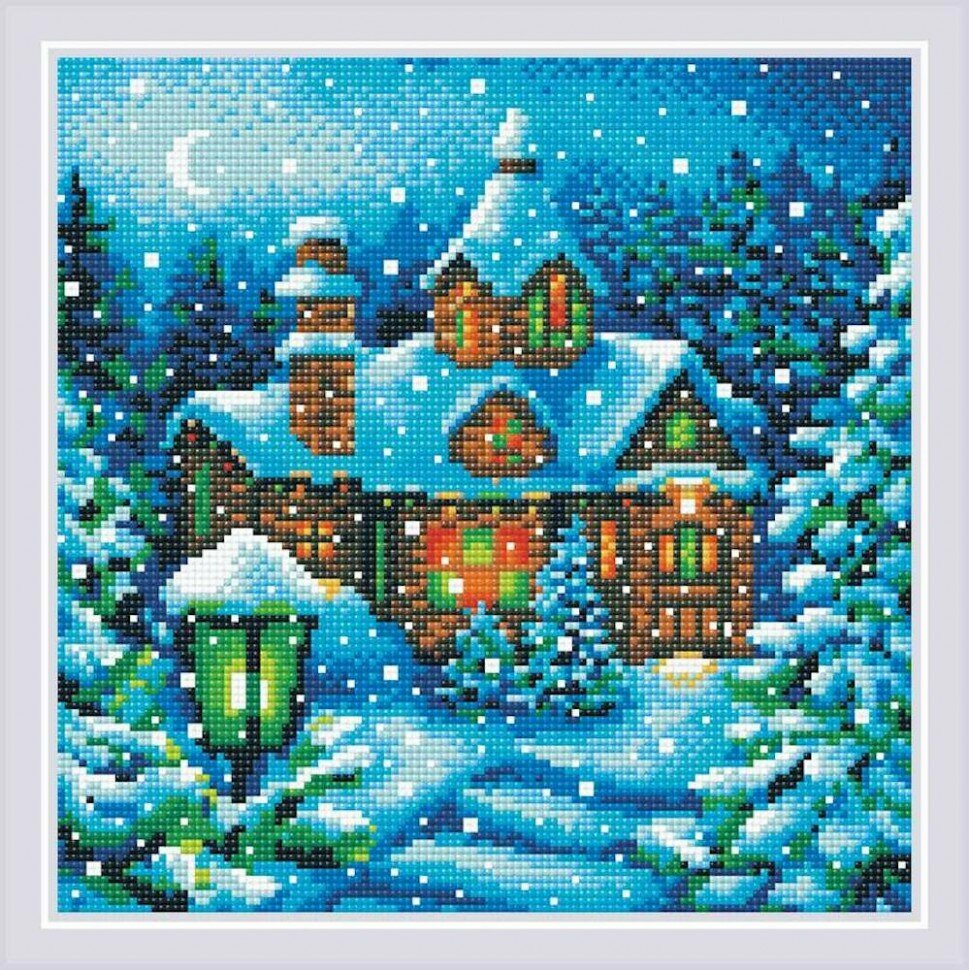 Набор Риолис #АМ0076 Снегопад в лесу, Алмазная Мозаика, 30 х 30 см