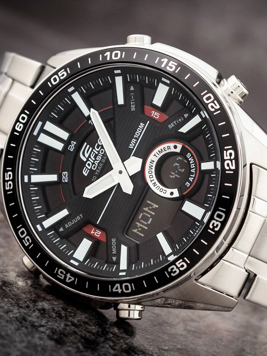 CASIO Edifice, серебряный, черный — фото 1
