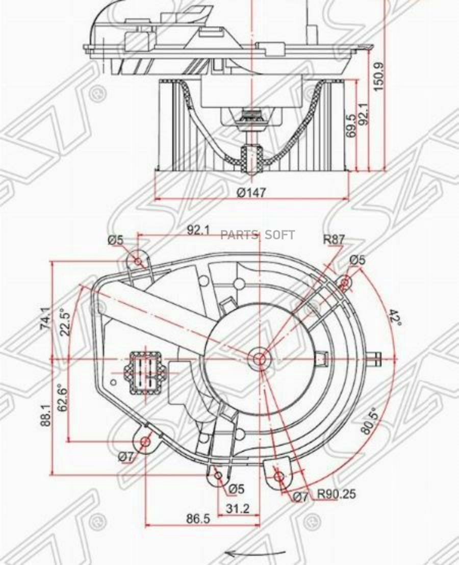 Мотор отопителя салона (Левый руль) Audi A4 94-01 / Volkswagen Passat 88-05 SAT ST-8D1820021B | цена за 1 шт