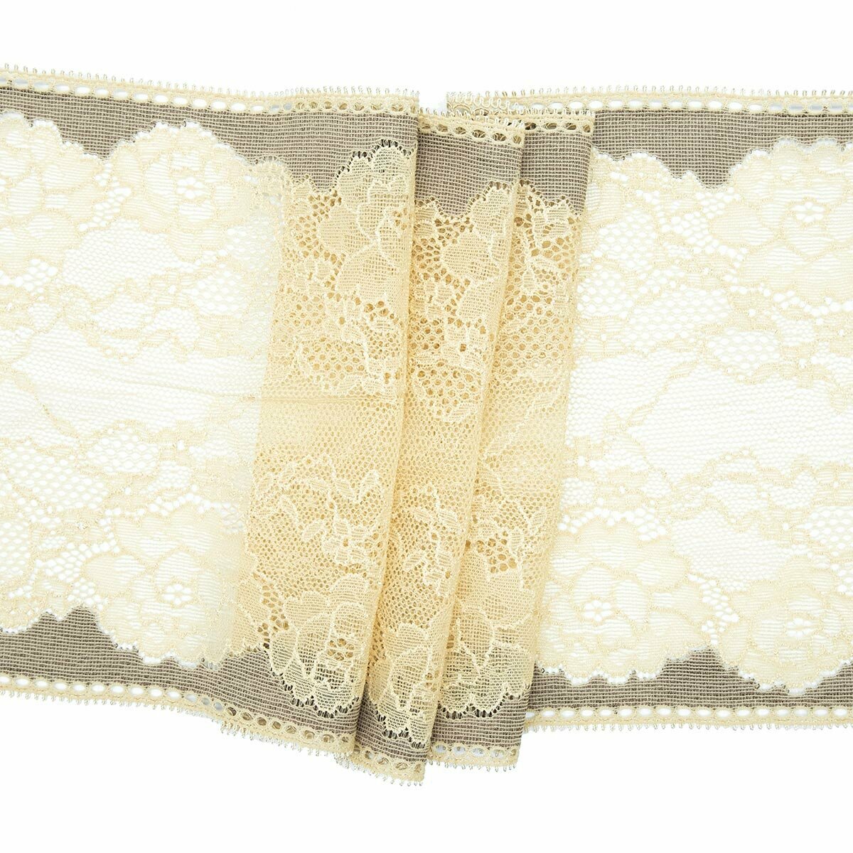 Кружево эластичное для шитья нижнего белья Айрис, 19см*10м (бежевый)