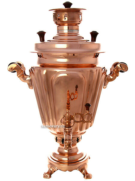 Угольный самовар 7 литров "конус" граненый с медным покрытием, арт. 220024