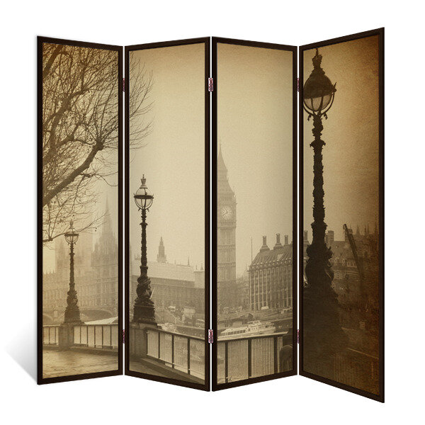 Ширма перегородка Туманный Лондон 4 створки венге 176х185 см