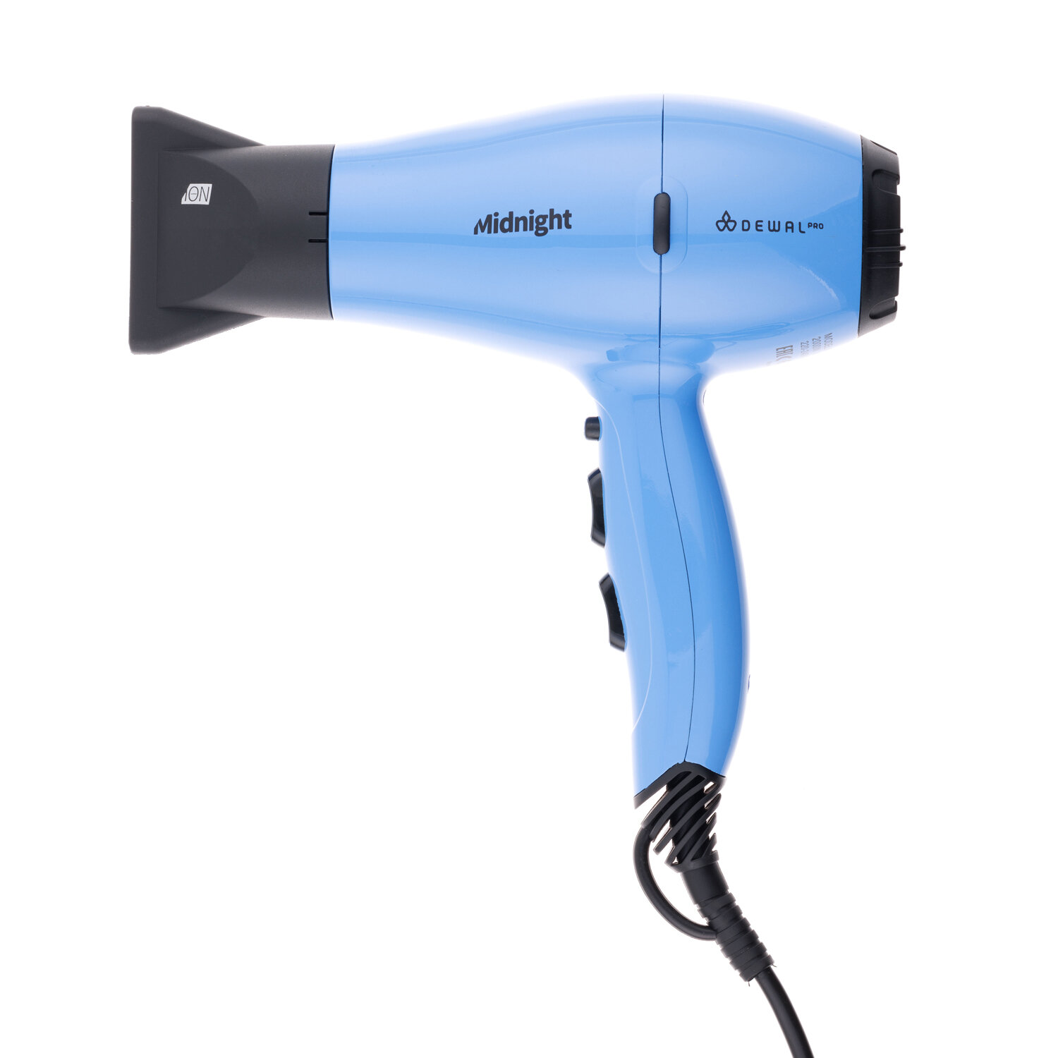 Фен DEWAL PRO Midnight, синий, 2000 вт, 550г, ионизация, 2 насадки 03-107 Blue (*)