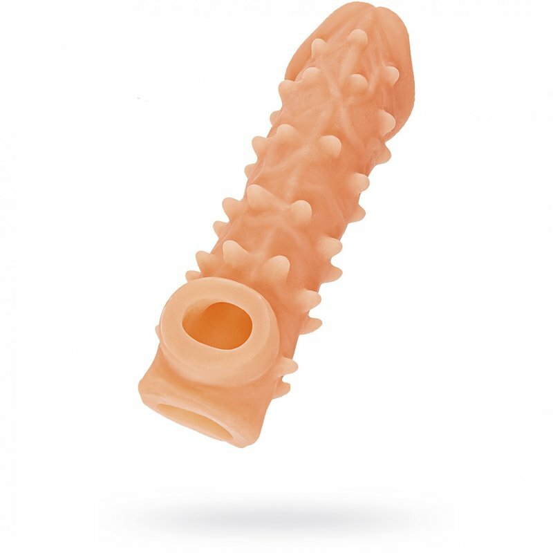 Реалистичная насадка на пенис с бугорками «Cock sleeve» (средняя), Kokos
