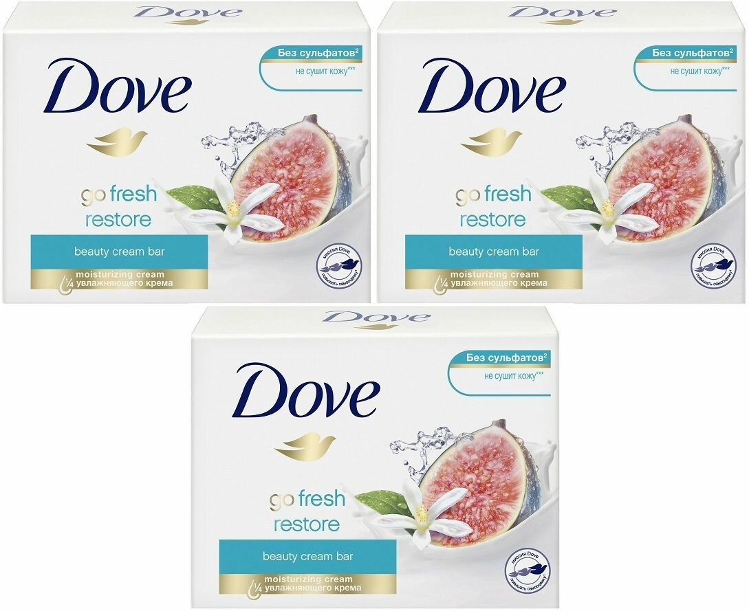 Дав Крем-мыло туалетное Инжир и лепестки апельсина, 135 г, 3 шт