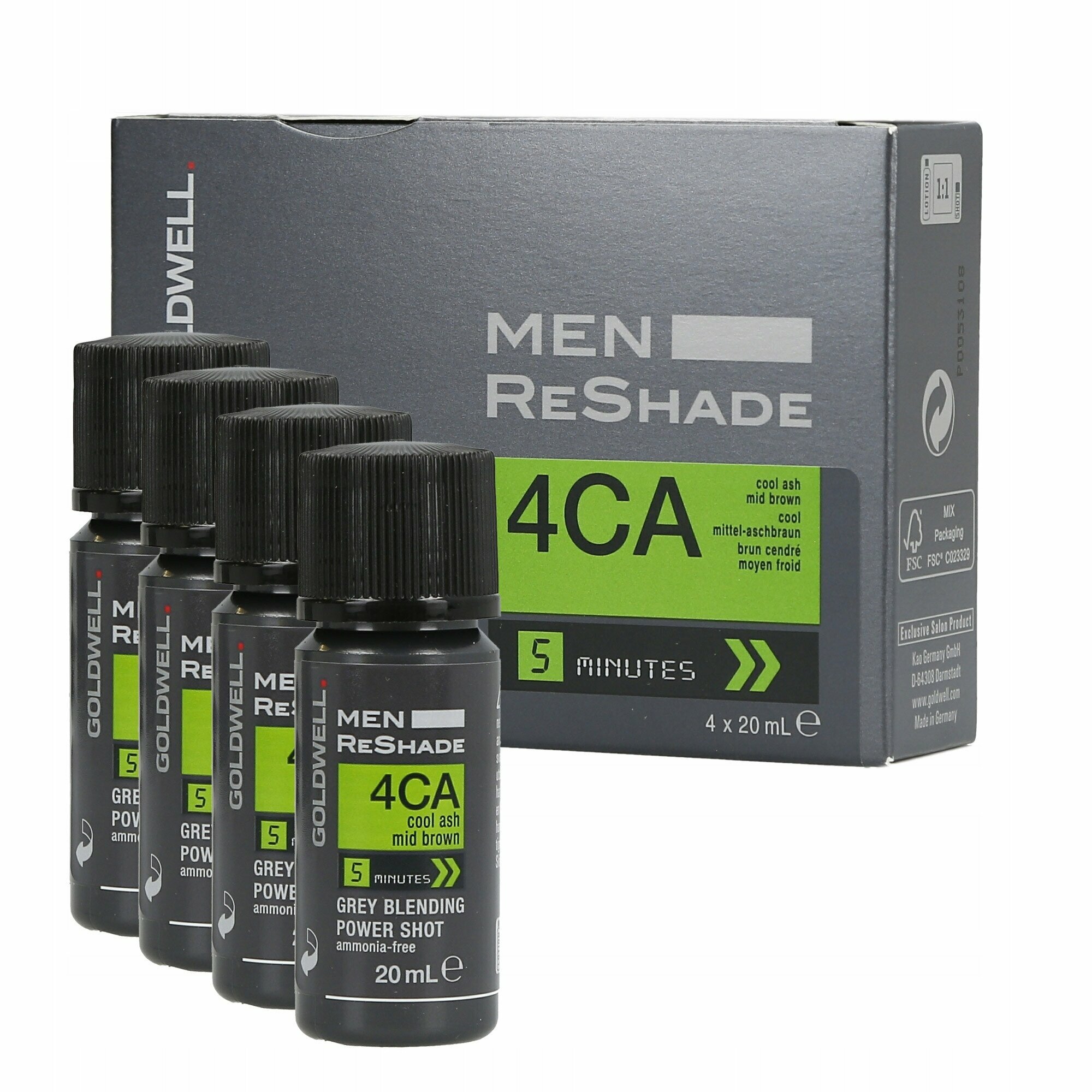 Goldwell Men ReShade 4CA Шатен - Экспресс-корректор седины 4 х 20 мл