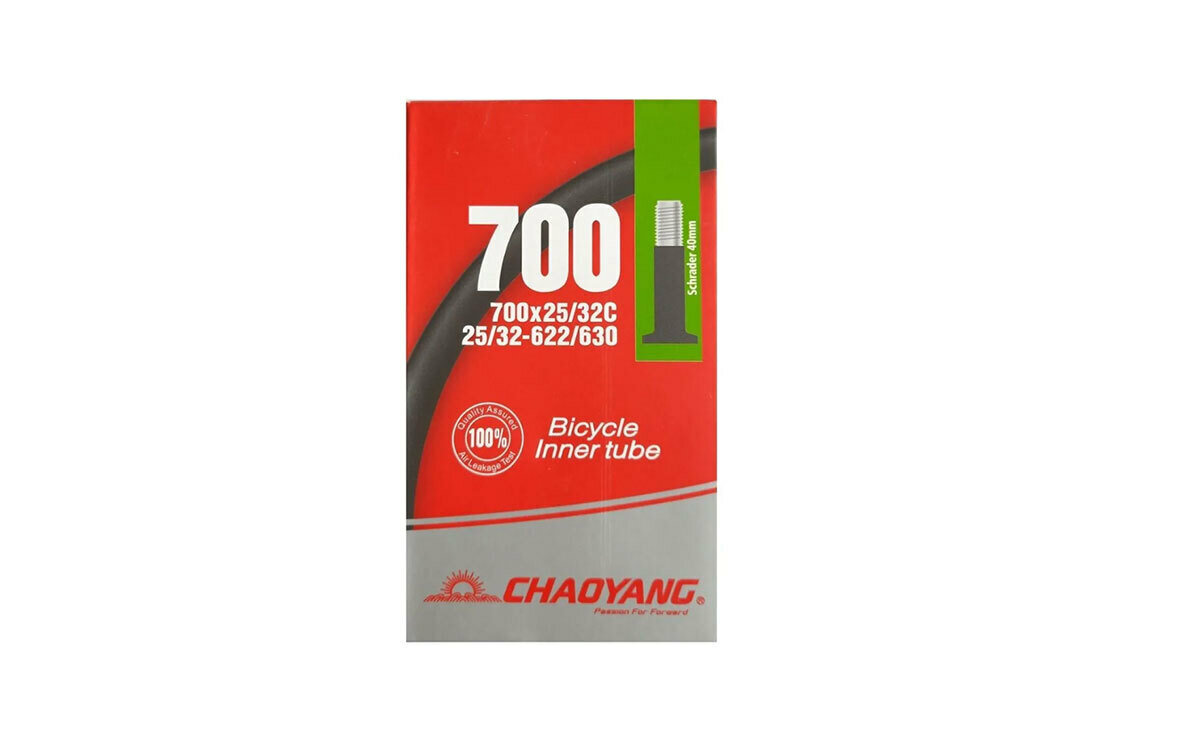 Велокамера CHAO YANG 700x 25/32С, 25/32-622/630, AV 40мм бутиловая, черная, автониппель