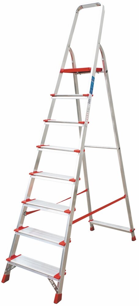 Стремянка Nv3117 Новая Высота 8 Широких Ступеней, Рабочая Высота 3.69 М, Нагрузка 150 Кг.