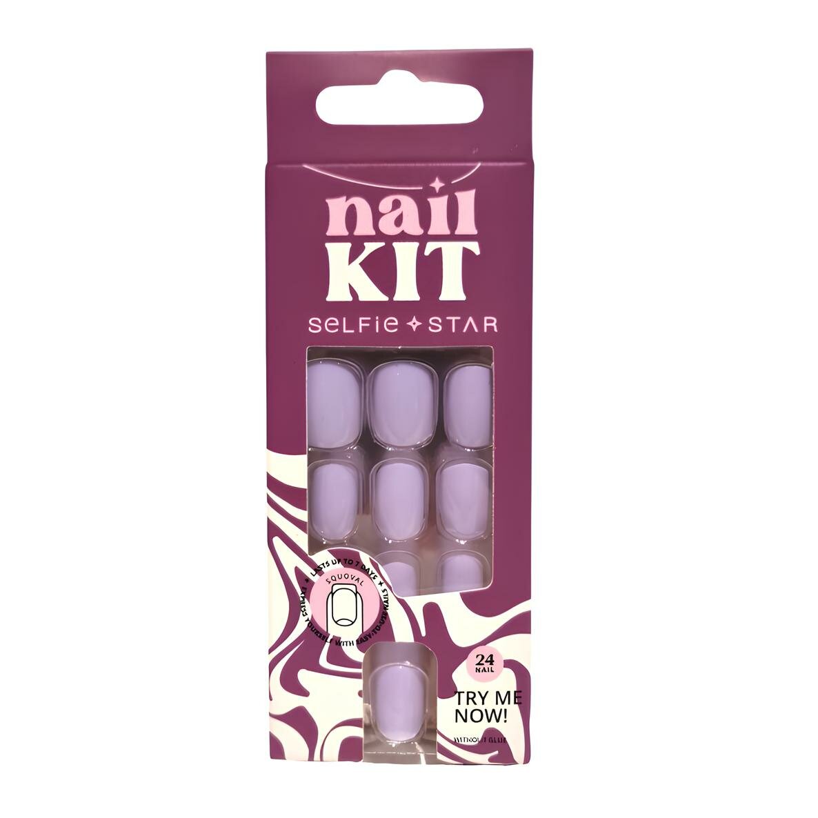 Набор накладных ногтей без клея Сиреневый эльф короткая длина Selfie Star Nails Kit Without Glue Lilac Fairy Short Length SSNK5931, 24 шт