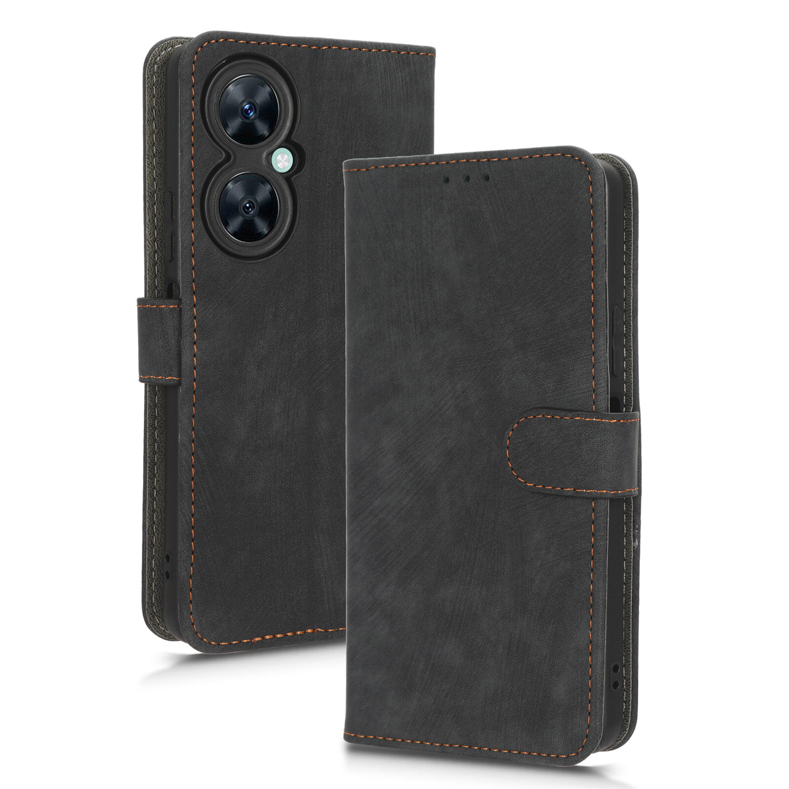 Чехол книжка для Huawei Nova 11i c магнитной застежкой / Хуавей Нова 11ай c отделением под карты (черная)