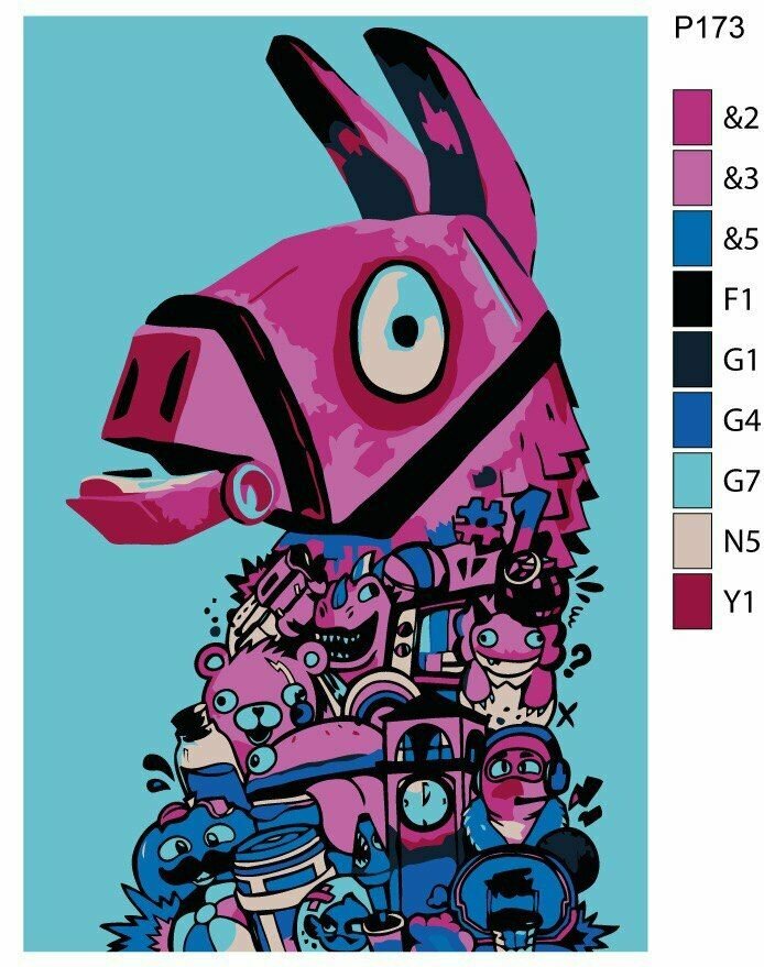 Детская картина по номерам P173 "Игра Fortnite (Фортнайт). Альпака (Alpaca)" 20x30
