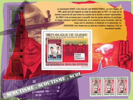 Почтовые марки Гвинея 2009г. "Скауты на марках" Скауты MNH