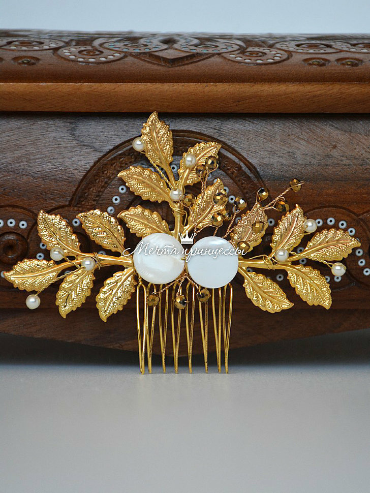 Гребень "Ариан", перламутр, swarovski