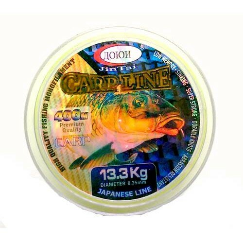 Леска нейлоновая жёлтая Carp Line, доюи, Jin Tai, 0.25, 7.3кг, 400 метров