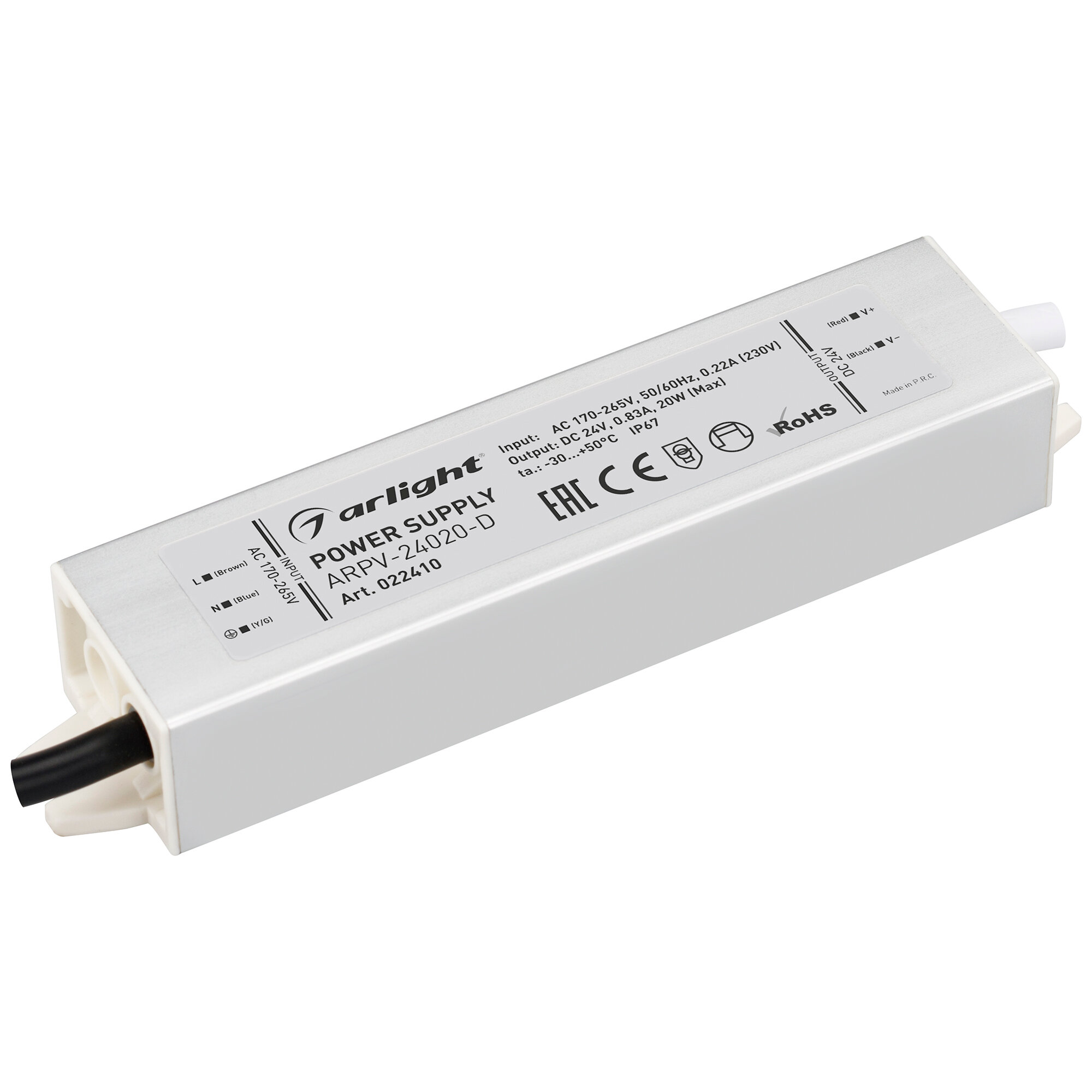 Источник напряжения Arlight Блок питания ARPV-24020D (24V, 0.83A, 20W)