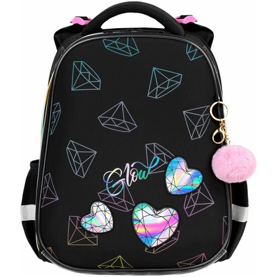 Ранец Brauberg 272070 LUMINOUS 2 отделения с брелком Diamonds светящийся рисунок 38х29х16 см