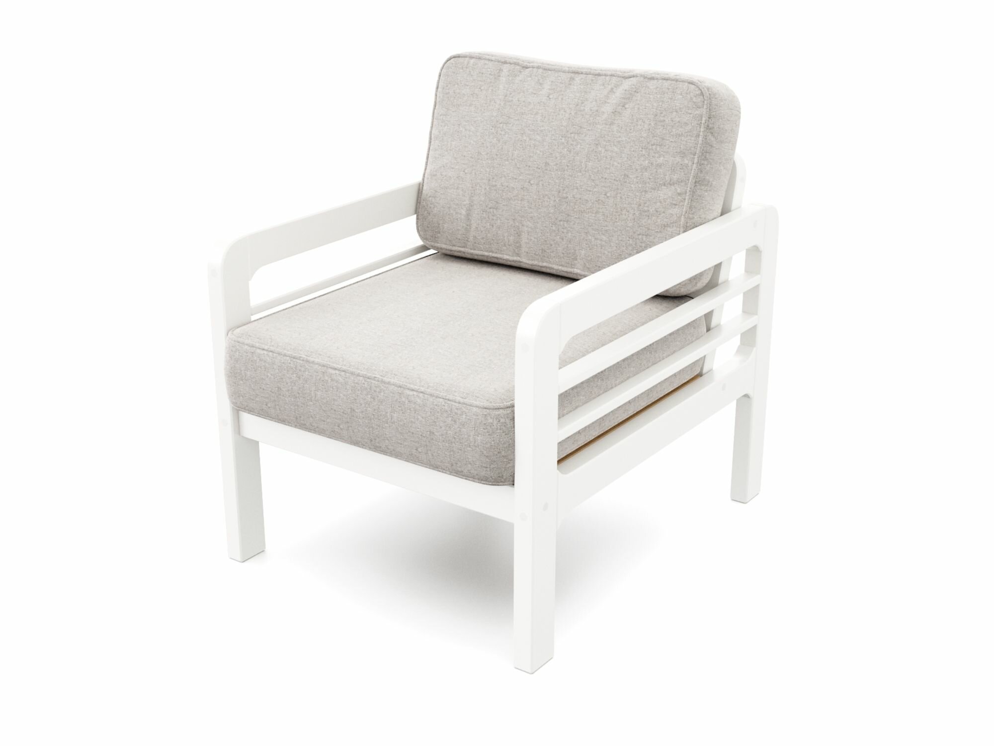 Кресло Arsko Бергер, серое-белая эмаль, рогожка, деревянное, мягкое, для дачи, для кафе и бара, на веранду, в террасу