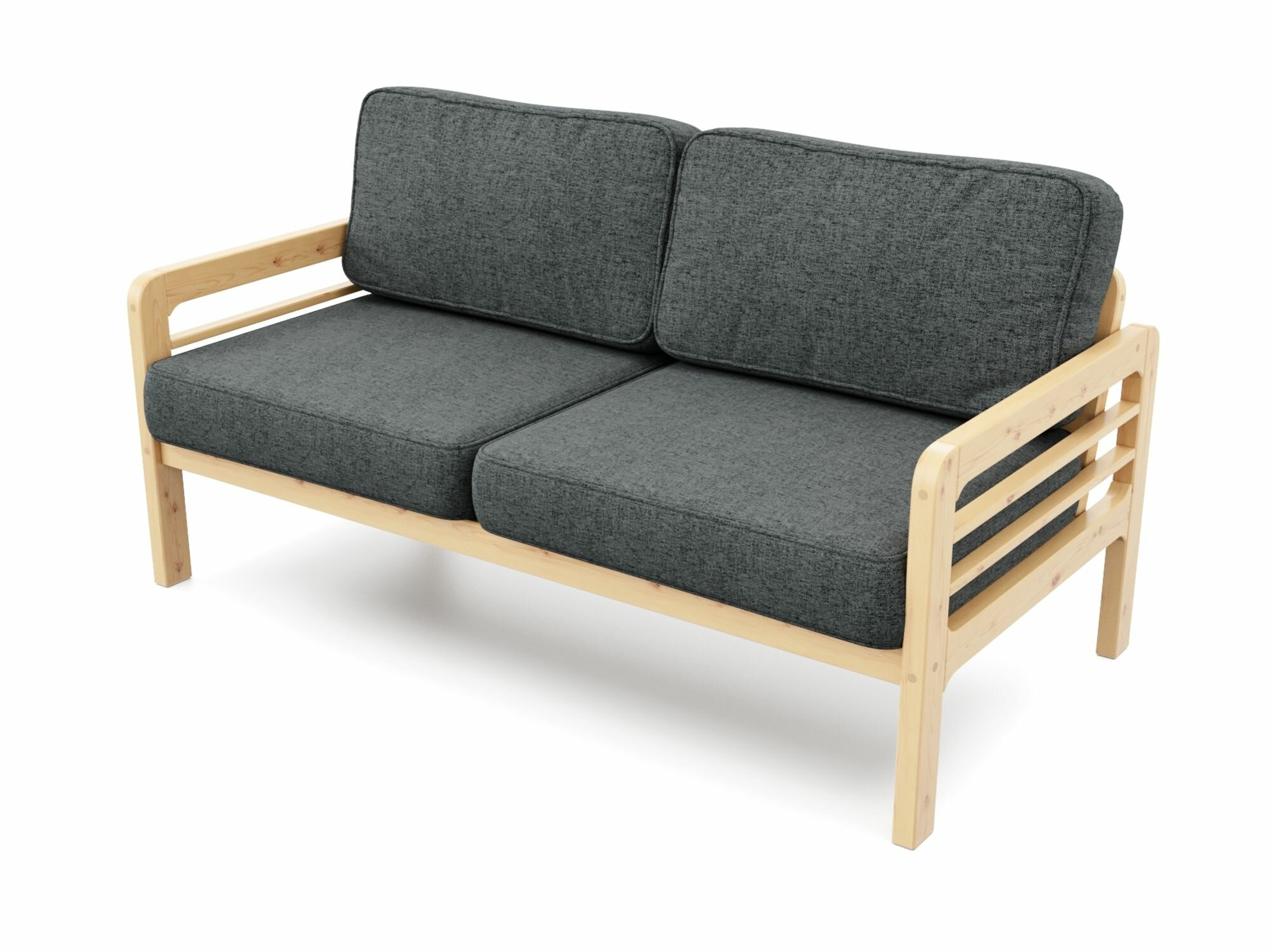 Садовый диван Arsko Бергер-Б-С, темно-серая-сосна, рогожка, офисный, для кафе и бара, для салона красоты, скандинавский лофт