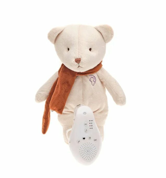 Мишка в шарфе DrЁma с белым и розовым шумом серо-бежевый 104-GB