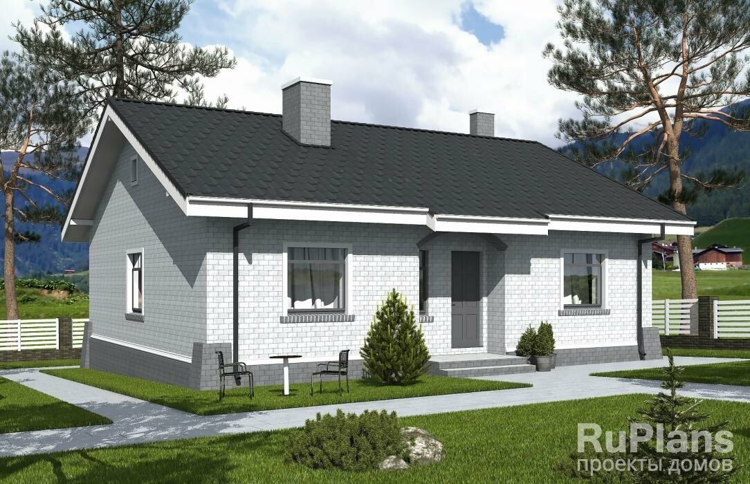 Одноэтажный жилой дом (87 м2, 12м x 10м) Rg5861