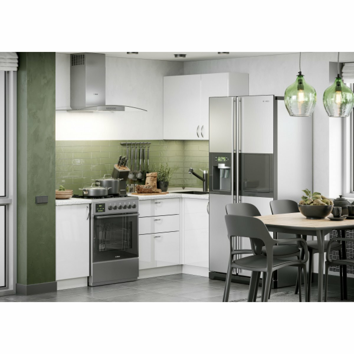 Модульная угловая кухня "Виола НЕО" №1 1,6*1,0м - Белый глянец МДФ, фрезеровка "Мыло"