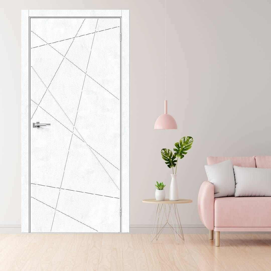 Межкомнатная дверь Граффити 5 Snow 600х2000 глухая (комплект)