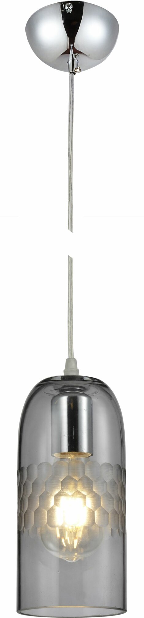 Люстра подвес De Fran, SP-0820 CH+SGr Е27 220В 1*60Вт, хром и дымчатое стекло, d11*h23cm, серия Paris