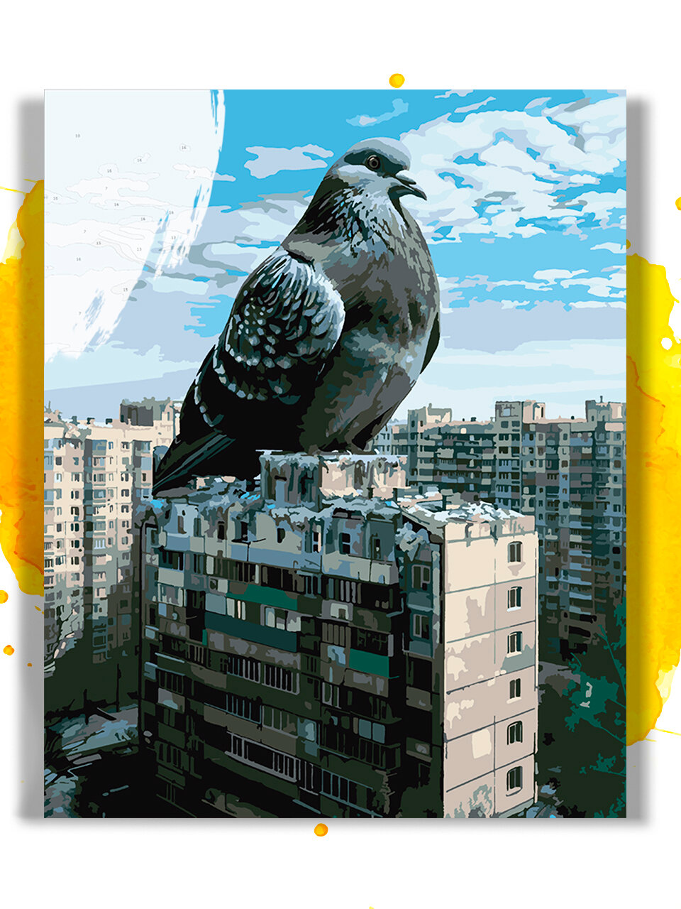Картина по номерам на холсте Голубь в городе, 40 х 50 см