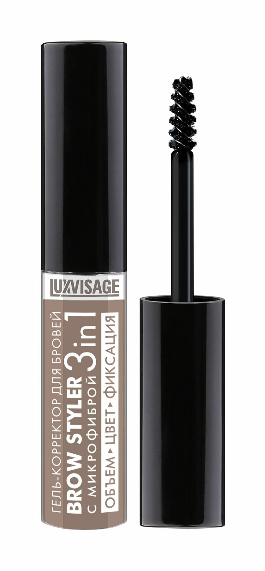 LUXVISAGE Гель-корректор для бровей с микрофиброй BROW STYLER 3 in 1, 01 тон