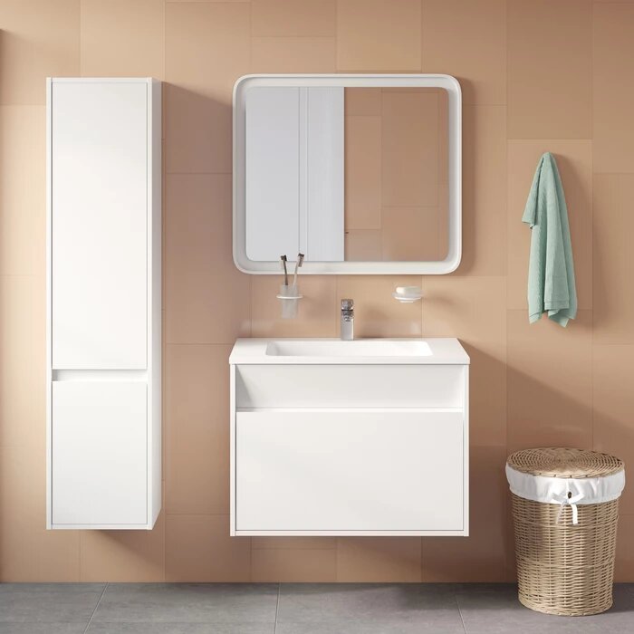 Тумба с умывальником подвесная с ящиком, белая, 80 см, Esper, IDDIS, ESP80W0i95K