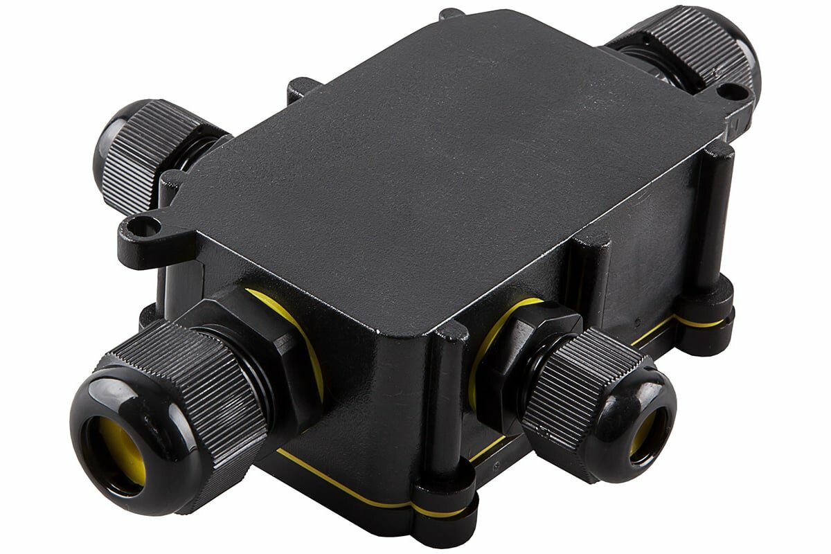 STEKKER Коробка распределительная LD524, водонепроницаемая на 4 выхода, 450V, 140x100x36, черный, 49122