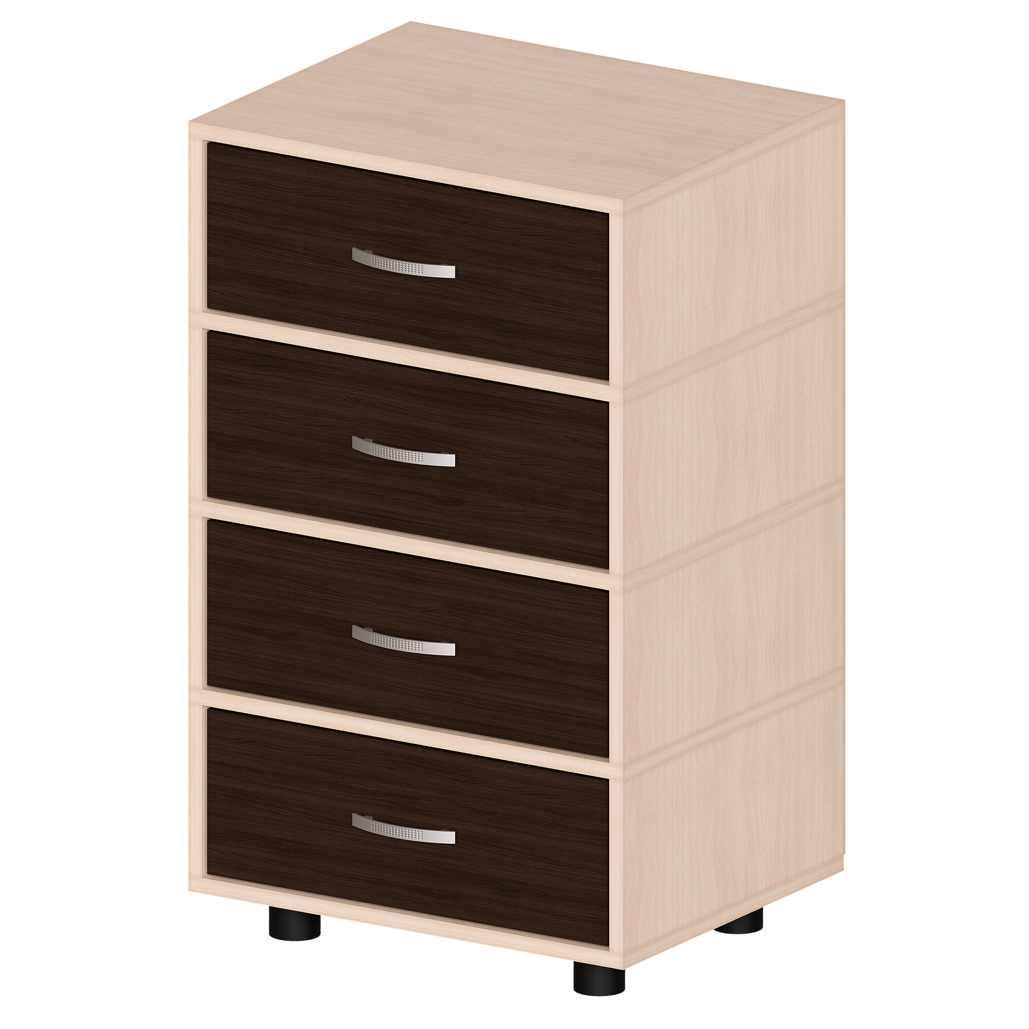 Комод СитиМебель-5 Ширина 50 см, Глубина 40 см, Высота 83 см, цвет: каркас дуб молочный, фасад Венге