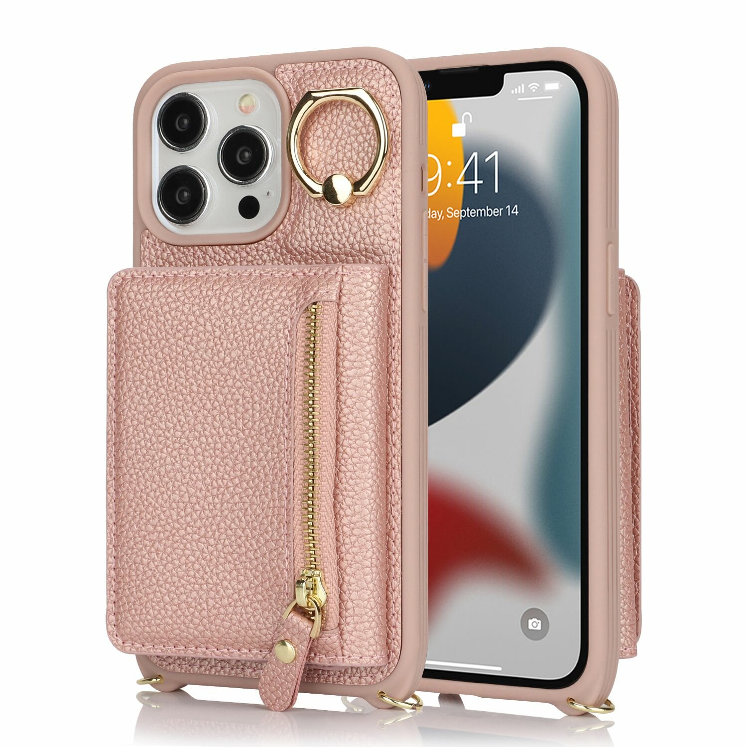 Чехол для iPhone 13 Pro 6.1" ZipWallet розовое золото — надёжная защита смартфона