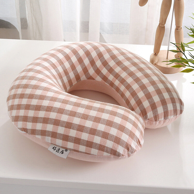 Оптовая продажа подушки U-образной формы из гречневой шелухи, стираемая хлопковая подушка U-образной формы, подушка из гречневой шелухи для деловых поездок, офиса, портативная подушка