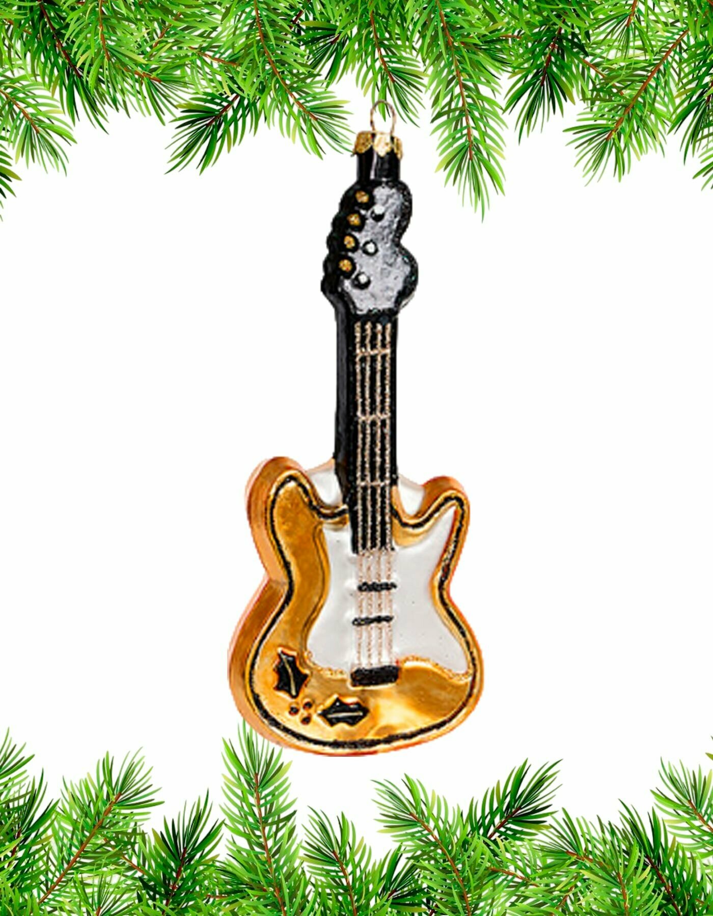 Игрушка на елку Гитара "Дамаскин" 14см золото
