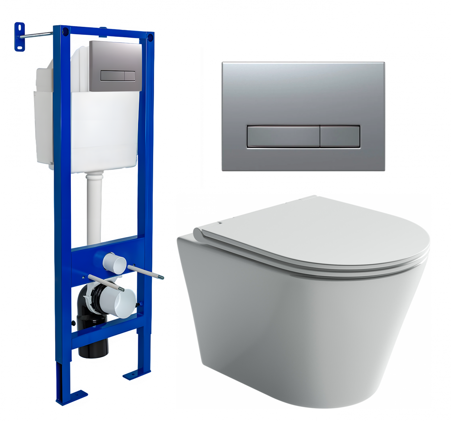 Комплект 3 в 1 инсталляция Berges Atom Line 410 + Унитаз подвесной Ceramica Nova Forma CN3011 + кнопка хром матовая