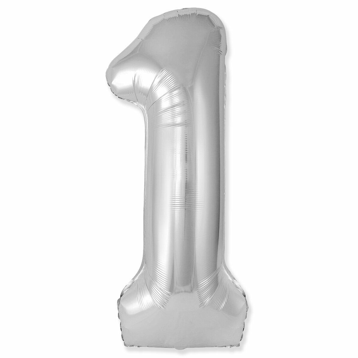 Шар (40'/102 см) Цифра, 1 Slim, Серебро, 1 шт.