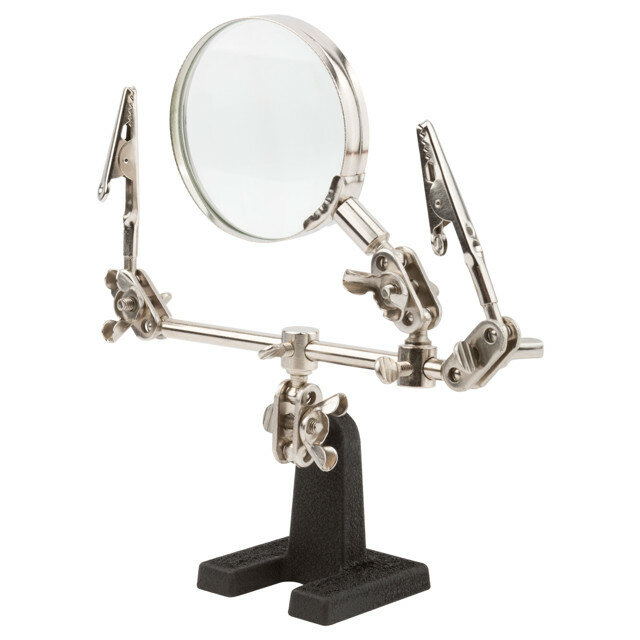 Зажим для пайки с лупой 10x, регулируемая высота и угол наклона держателя платы, подсветка