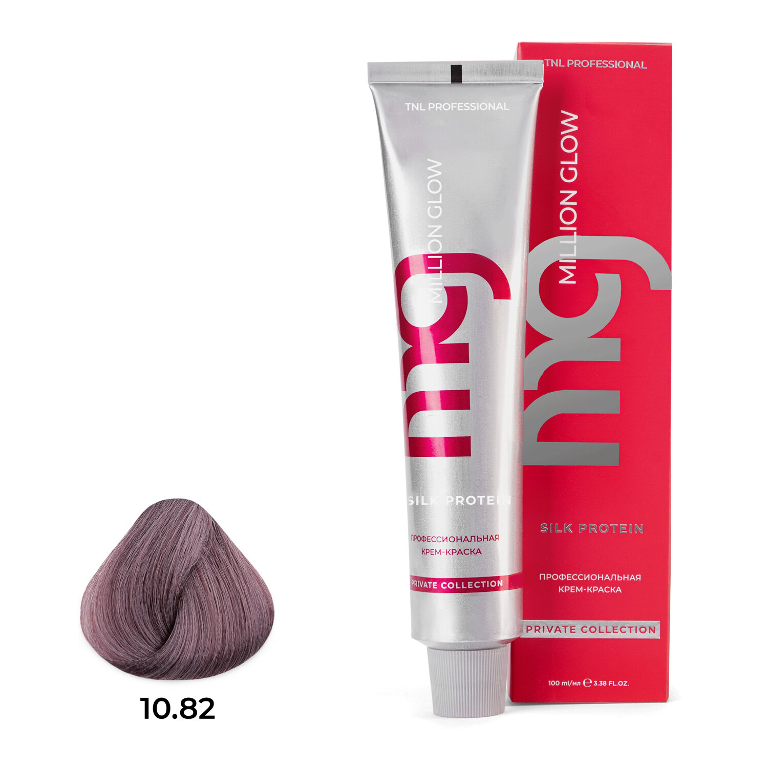 Крем-краска для волос TNL Million glow Private collection Silk protein 10.82 Платиновый блонд коричневый фиолетовый 100 мл