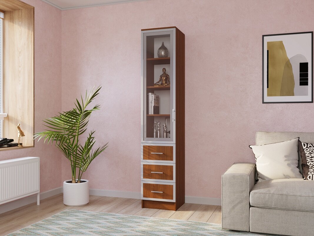 Книжный шкаф МебельЛэнд24 Альма - 5 Орех Экко 40x40x200