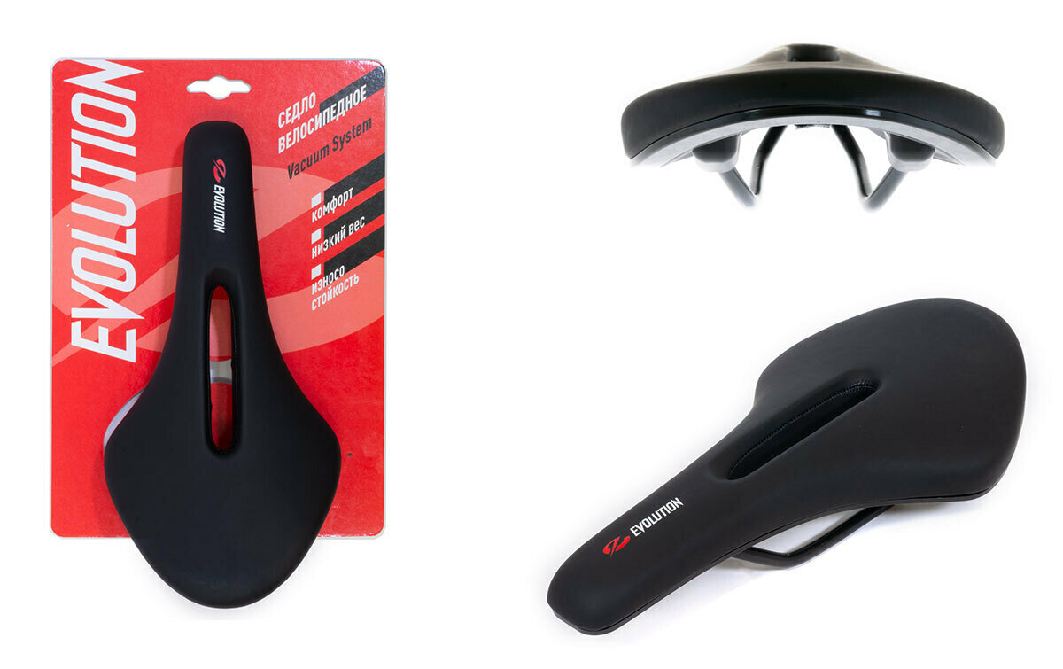 Седло EVOLUTION, спорт 295x145 мм, винил, черное TTS007, черный