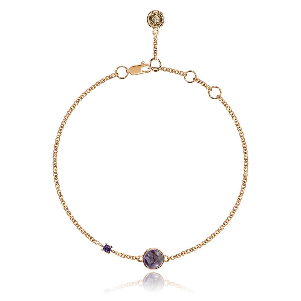 Браслет, красное золото, 585 проба, аметист